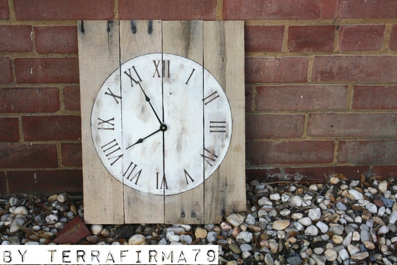 Farmhouse Wood Wall Clock, Country Home Decor, Rectangular With ROUND ...