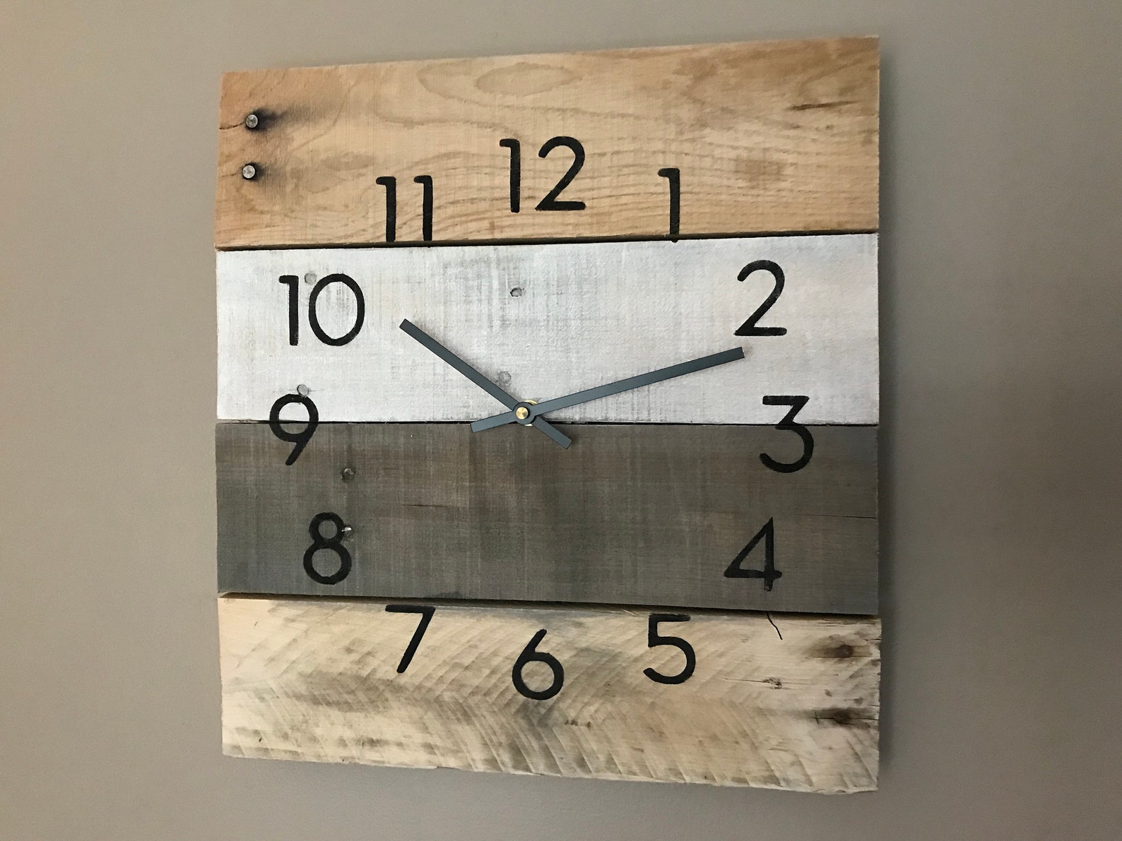 Handcrafted Wall Clock in Neutral Colors Rustic Modern Decor | Etsy