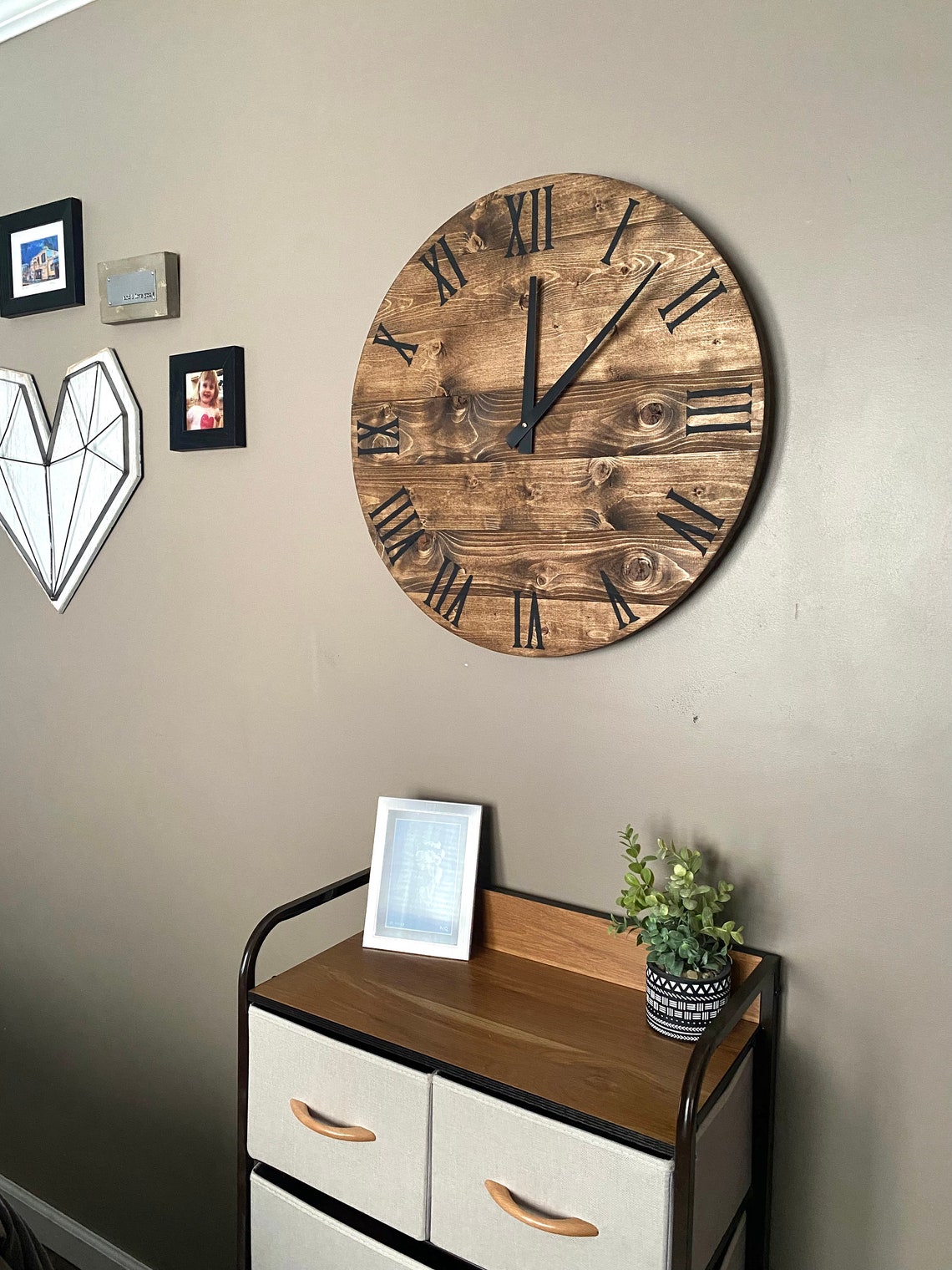 Large Modern Farmhouse Clock in Warm Coffee Stain Rustic - Etsy