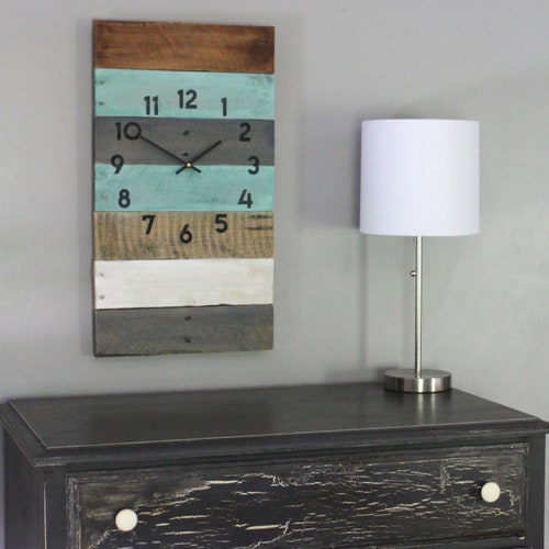 RECTANGULAR Reclaimed Wood Wall Clock Modern Coastal Decor - Etsy