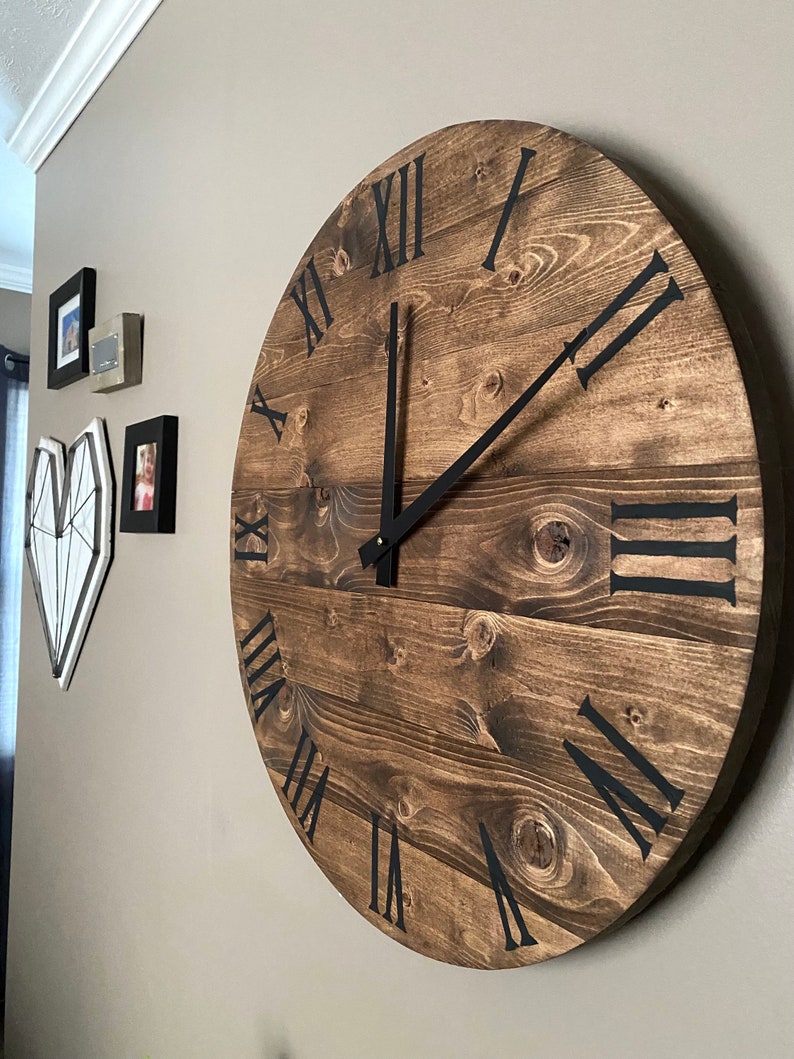 Large Modern Farmhouse Clock in Warm Coffee Stain Rustic - Etsy