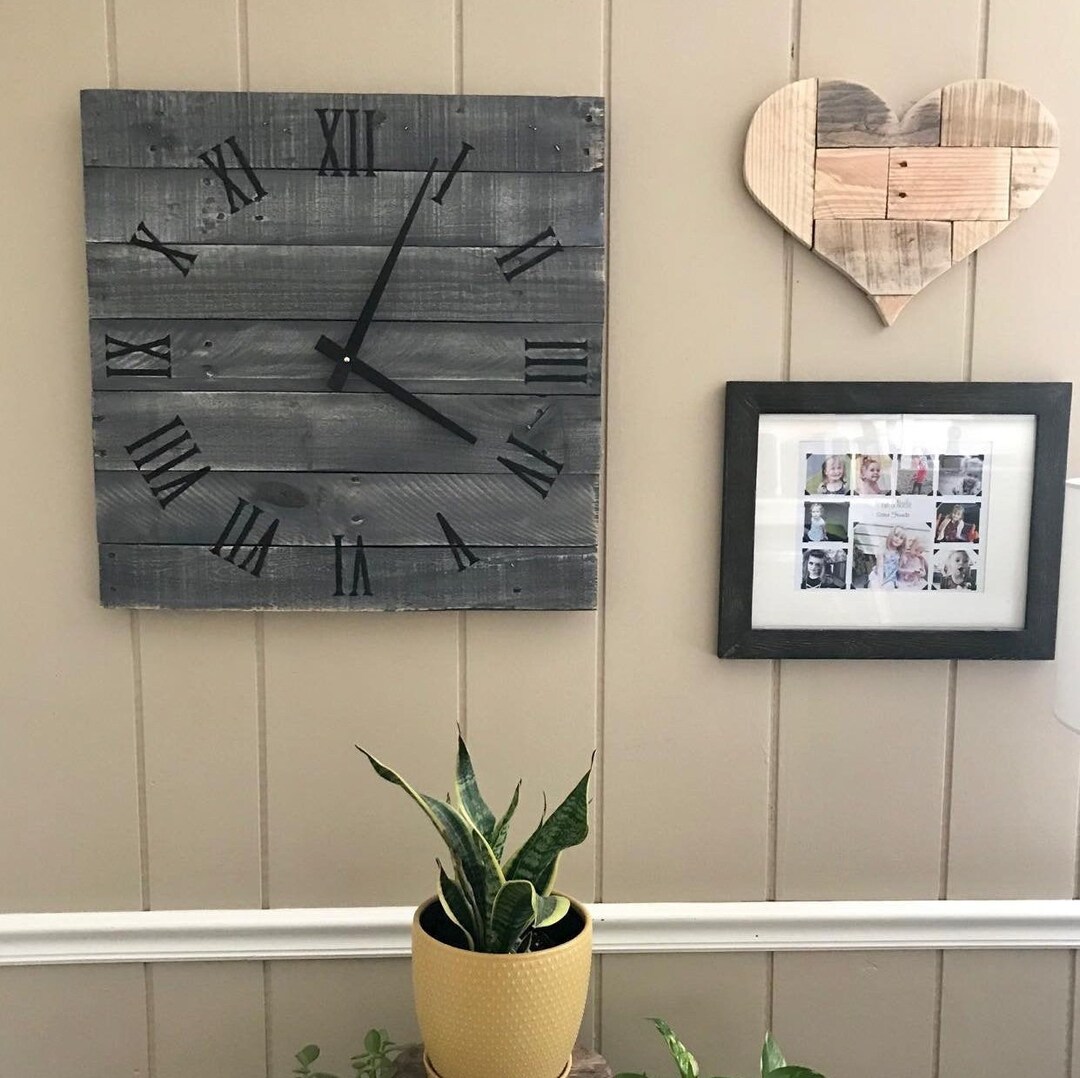 Farmhouse Clock Rustic Modern Pallet Wood Barnwood Look Custom Sizes ...