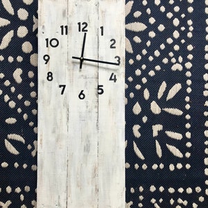 Rectangular Wall Clock, White Distressed Wall Decor, Unique Modern Farmhouse, Modern Rustic ...