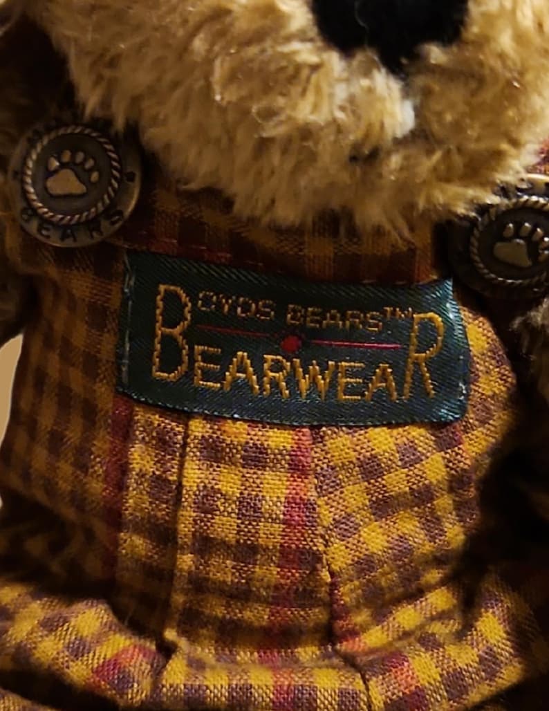 Boyd Bears Bearwear Plush Teddy Bear in Plaid Overalls Vintage ...