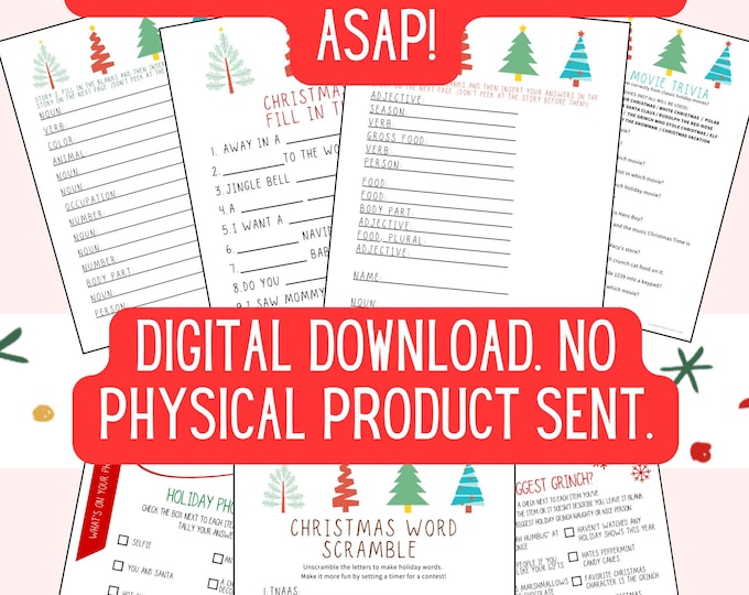 Christmas Party Games Printable Bundle - Digital Download for Holiday ...