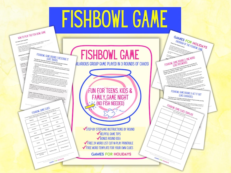 Fishbowl Game Party Printable for Reunion Games, Sleepover Activities ...
