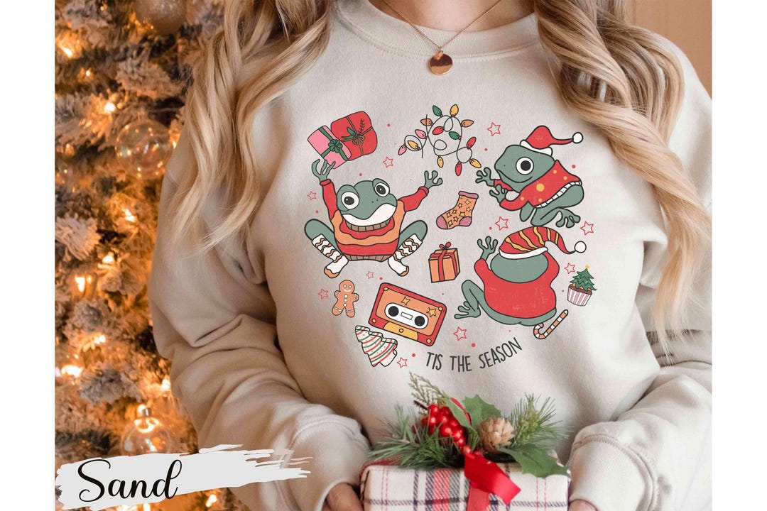 Tis the Season Frog Christmas Sweatshirt,retro Christmas Sweatshirt ...