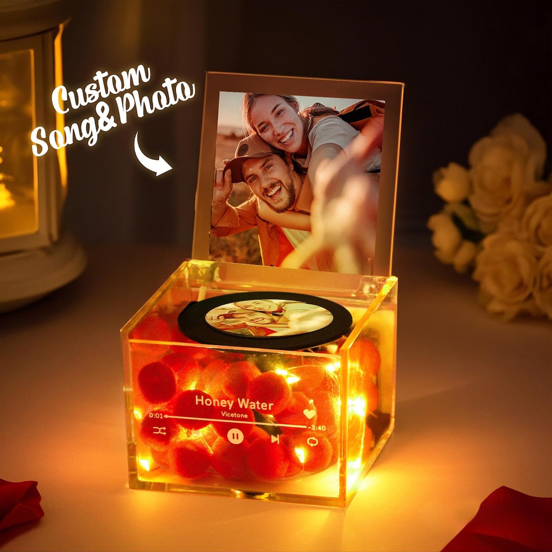 Mini Music Record Player Custom Photo With Light Personalized Music ...