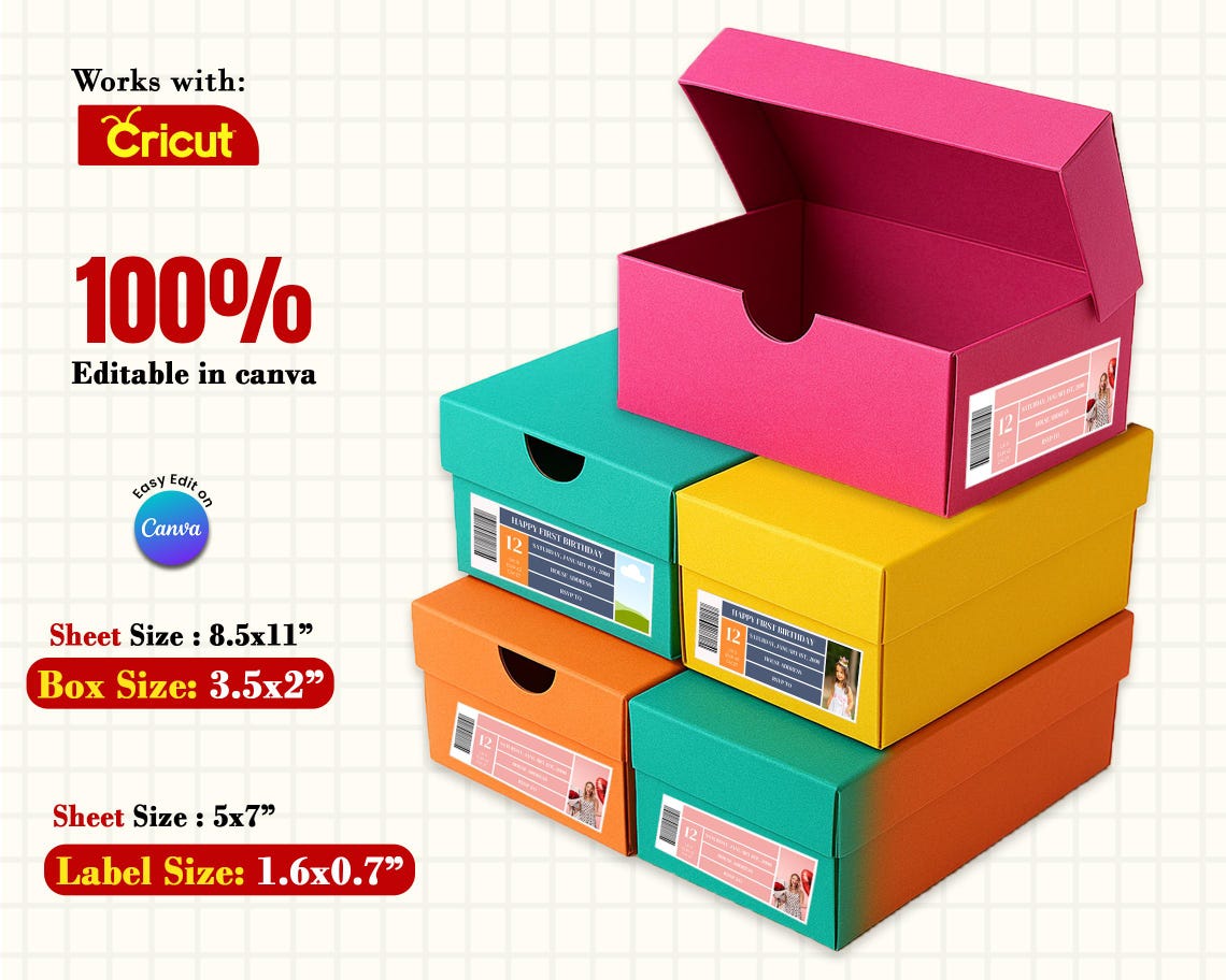 Shoe Box Template, Shoe Box Svg, Sneaker Box Template, Shoe Box ...