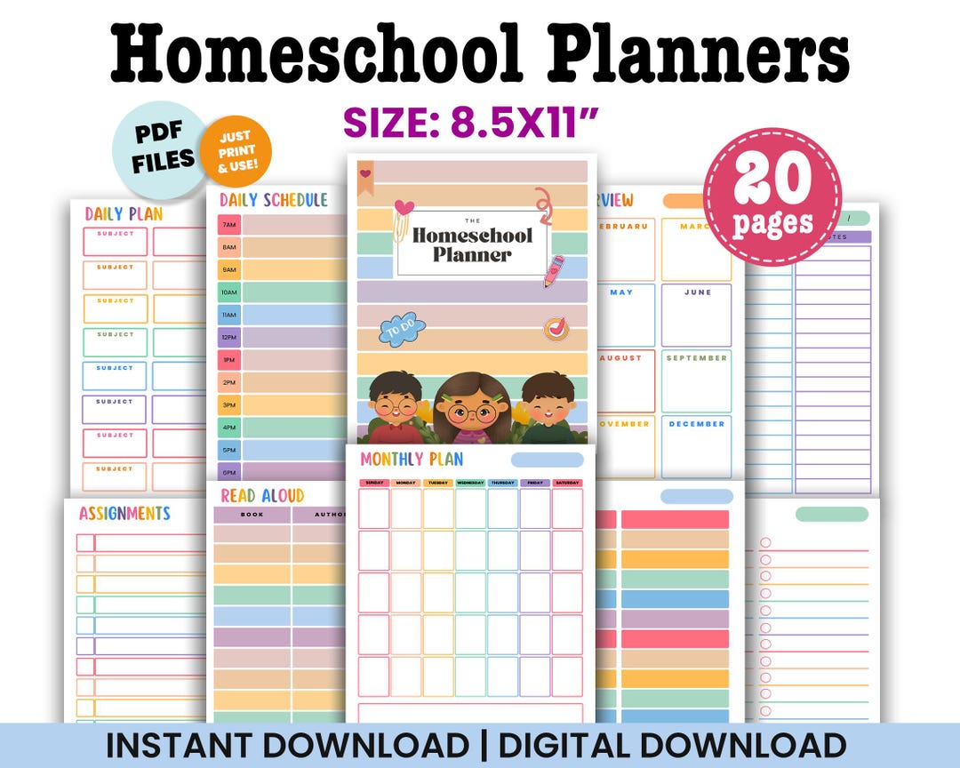 Homeschool Planner Printable Lesson Planner Weekly Planner Schedule ...