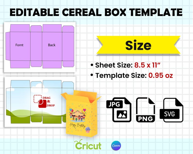 Cereal Box Canva Template, Cereal Box Packaging Template, Cereal Box ...
