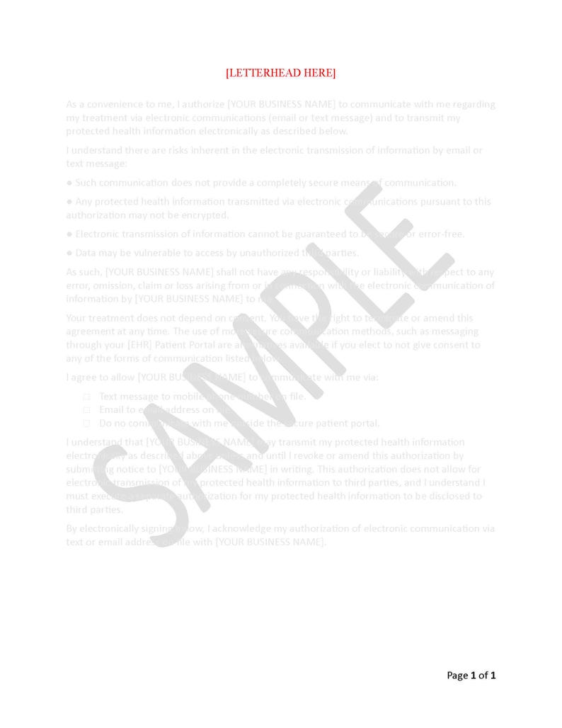 Electronic Communication Consent Form – Mental Health Counseling ...