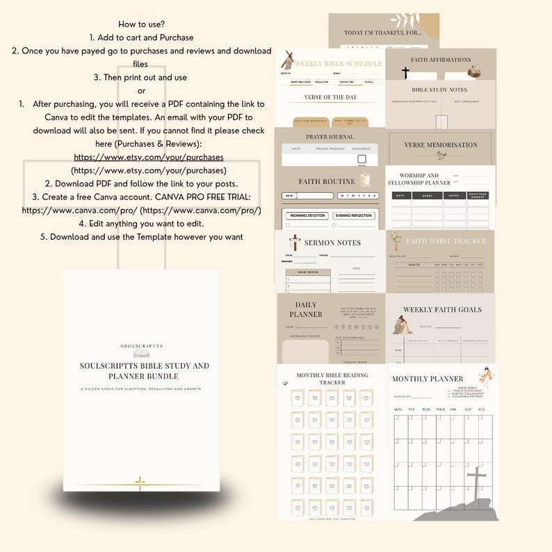 Editable Bible Study Planner | Scripture & Faith Schedule | Minimal ...