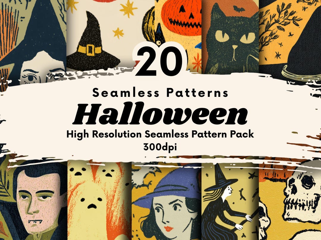 Halloween Printable Seamless Patterns Pack Spooky Backgrounds for ...