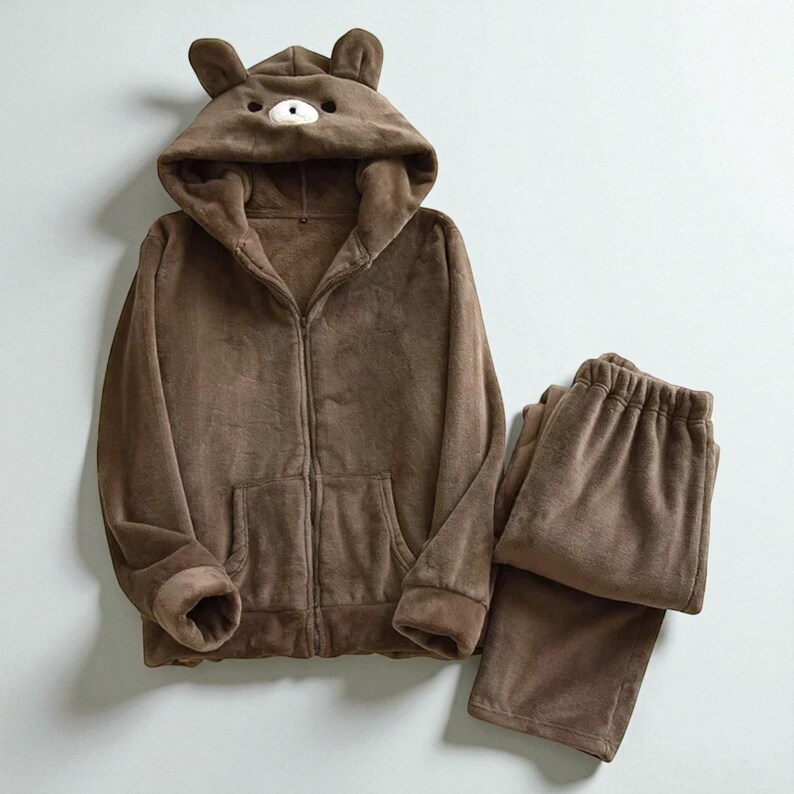 Matching Couple Pajamas, Bear and Bunny Hoodie Set, Cute Animal Pjs ...