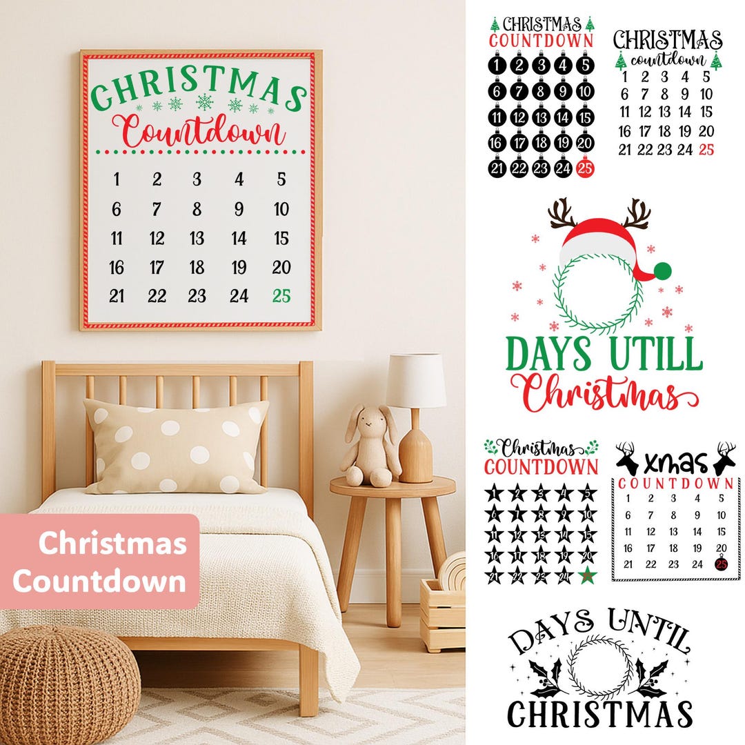 Christmas Advent Calendar SVG Bundle Christmas Countdown Designs ...