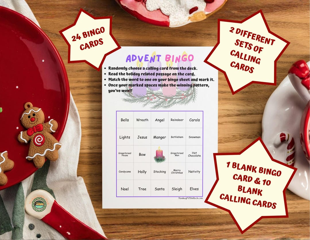 Advent Calendar Bingo Game: Holiday Family Activity (instant Download ...