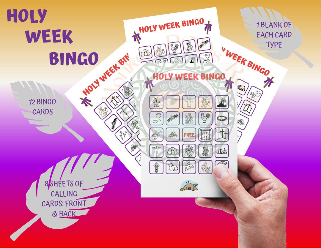 HOLY WEEK BINGO -- 12 Reusable Bingo Cards & Adaptable Calling Cards ...