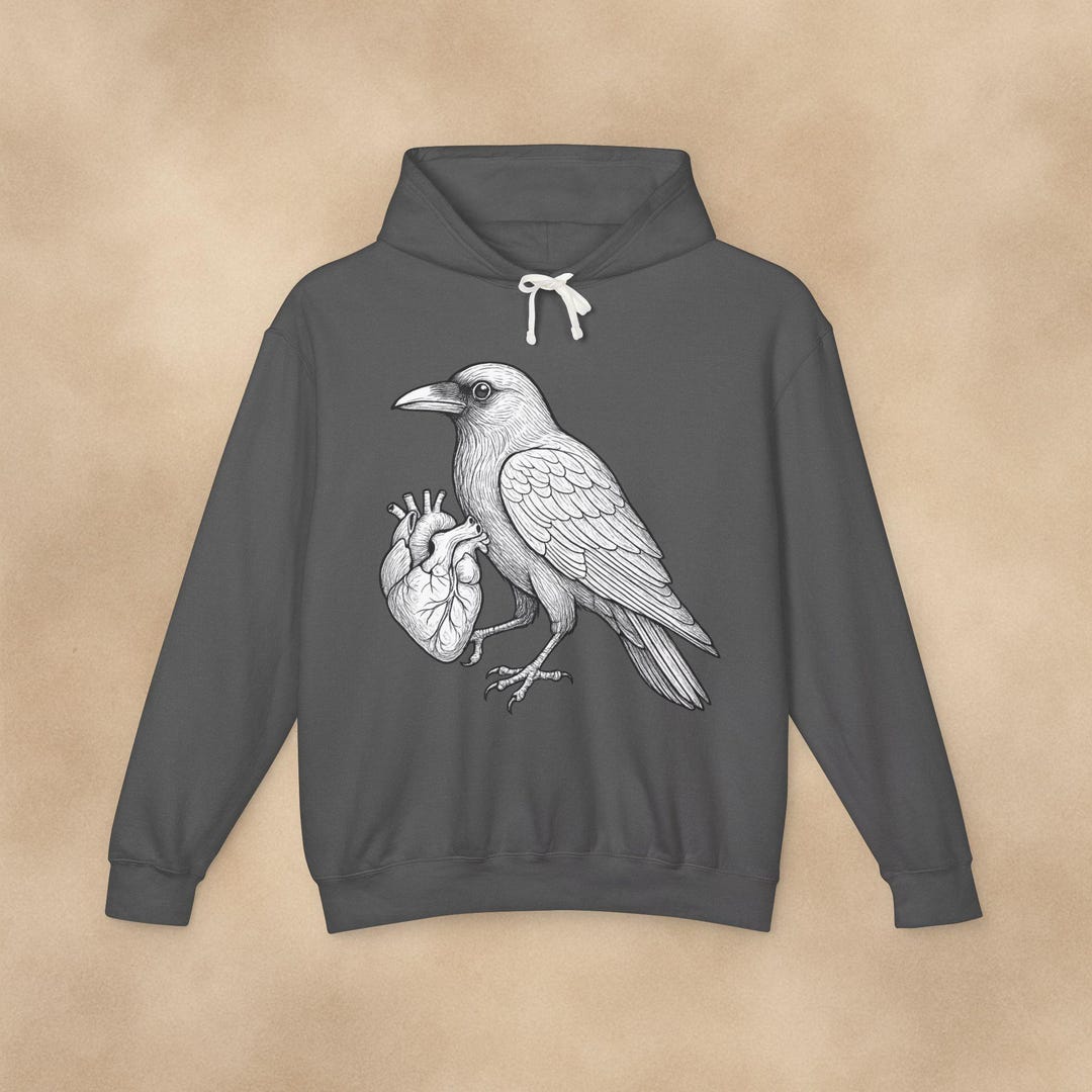 Raven Holding Anatomical Heart Hoodie | Gothic Bird Illustration - Etsy