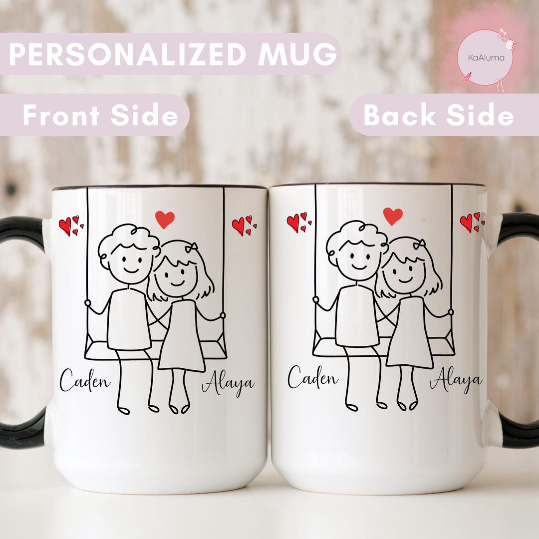 Personalized Couple Mug With Names, Custom Stick Figure Mug, Valentines ...