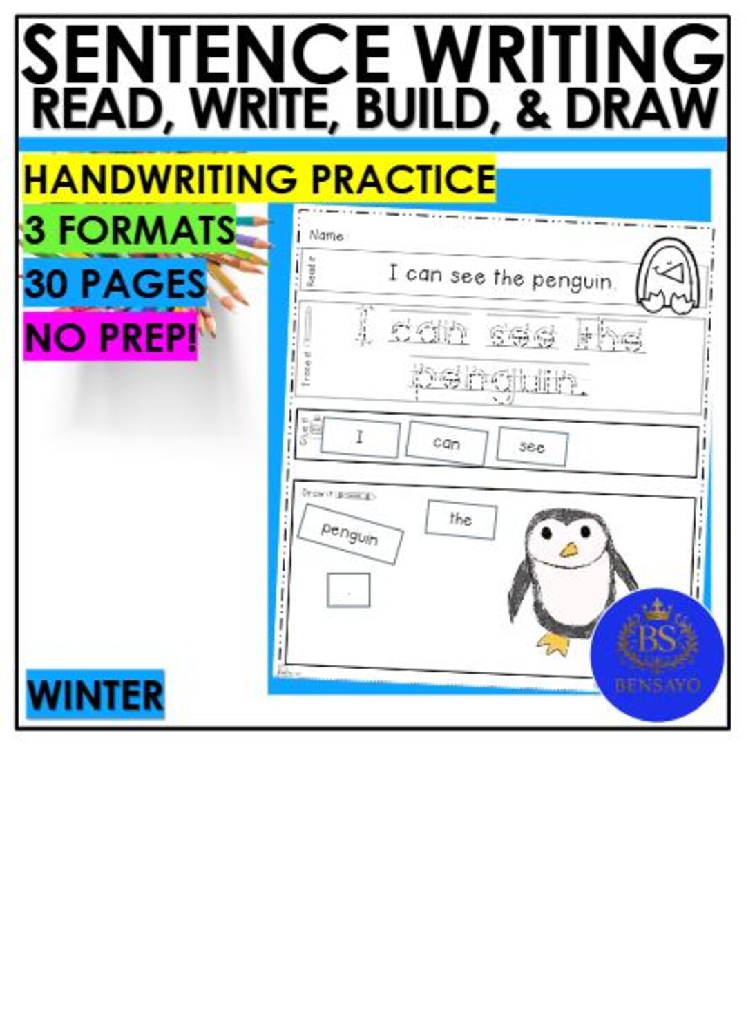 Winter Sentence Building Worksheets Kindergarten Writing and ...