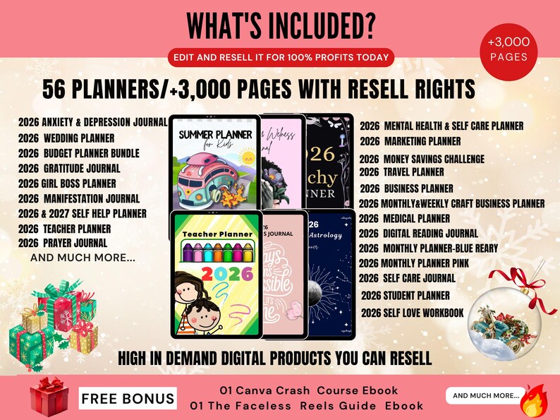 2026 Planner Mega Bundle: +50 Editable Canva Templates (PLR & MRR) - Etsy