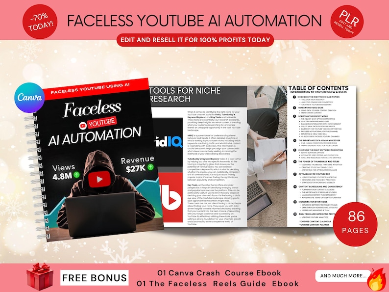 Faceless Youtube AI Automation Ebook:canva Template, PLR & MRR - Etsy