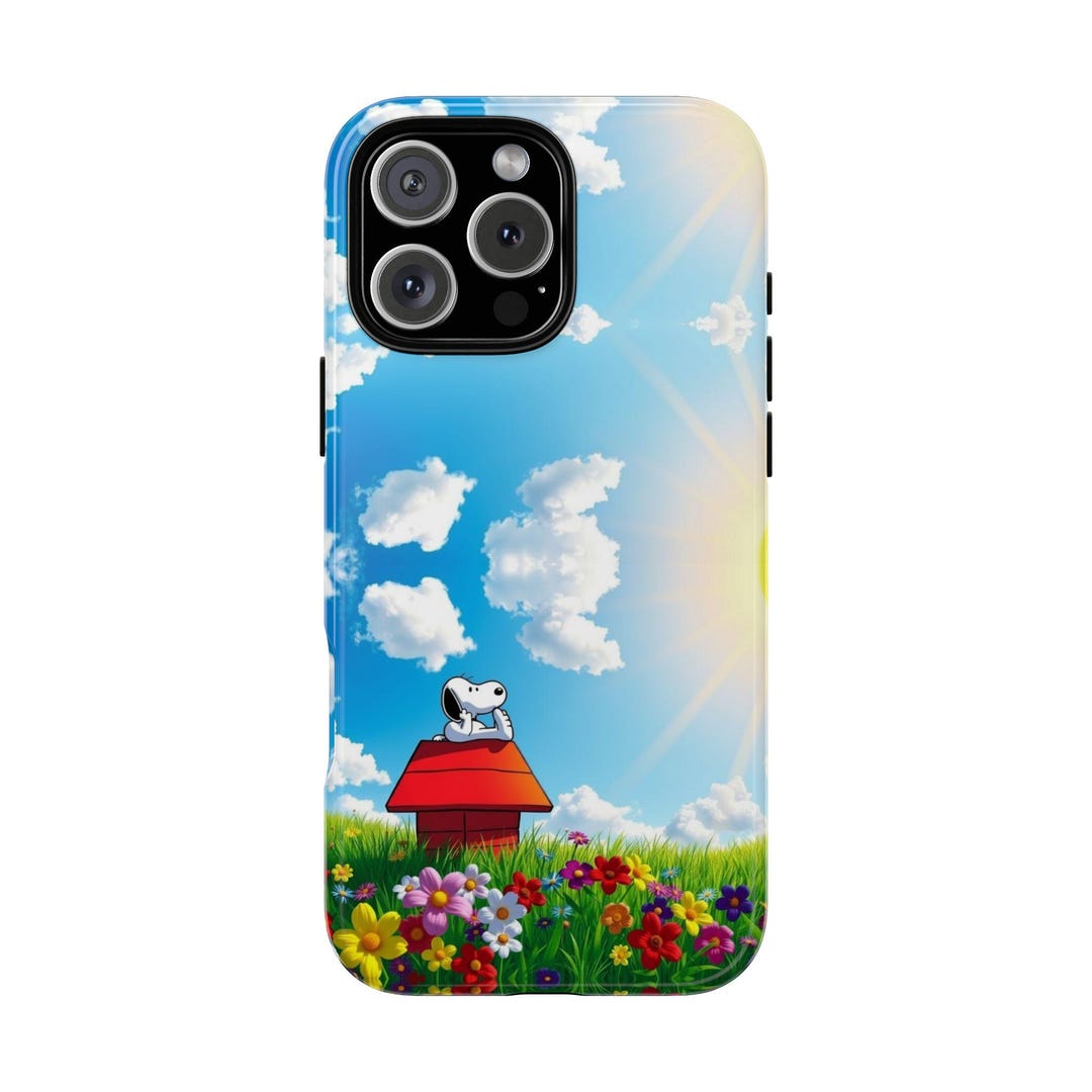 Art Print, Snoopy on Doghouse Tough Case, Peanuts Sunny Day Phone Cover ...