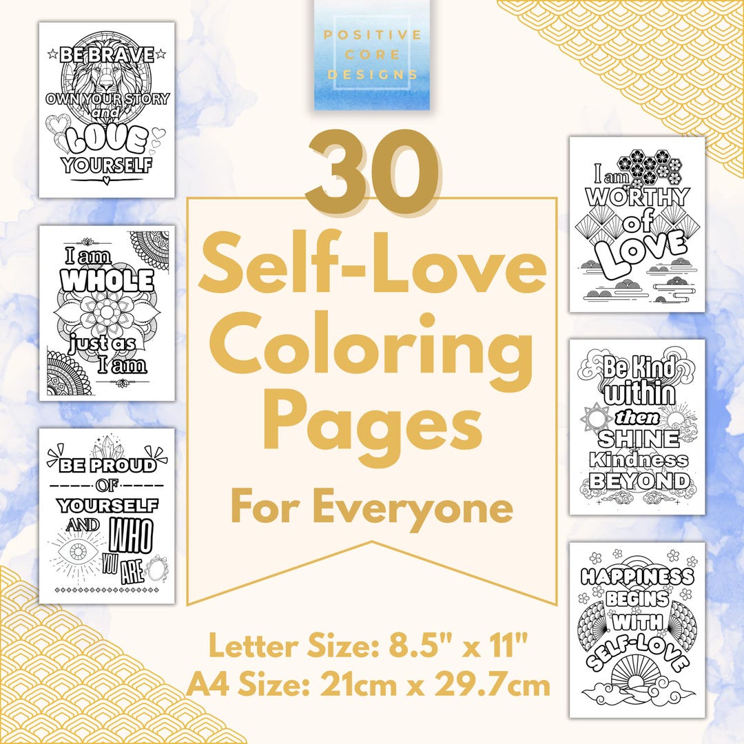 Self-love Affirmations Coloring Pages, 30 Designs With Inspirational ...