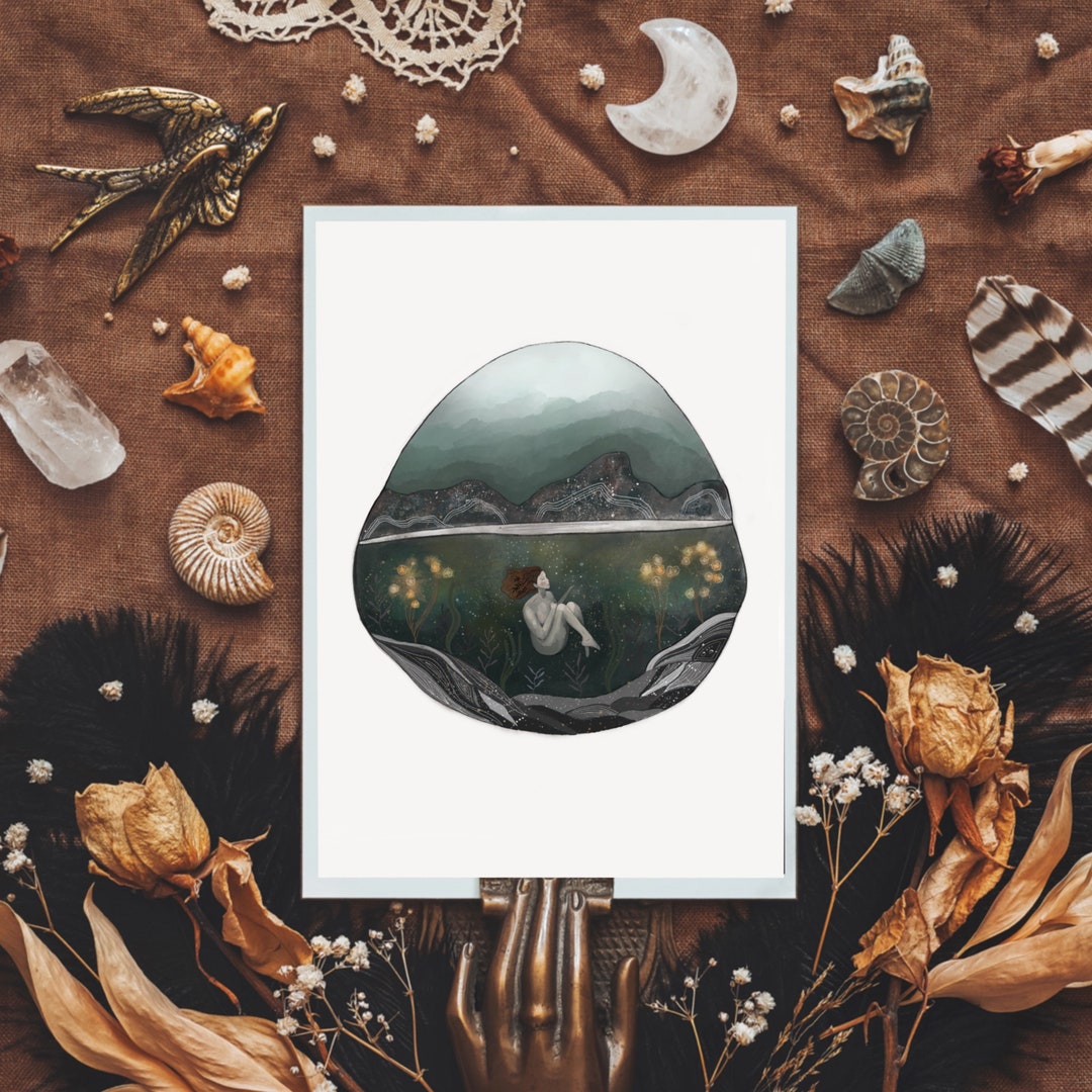 Rock Pool Illustration, Ocean Wall Art, Wild Swimming Gift - Etsy