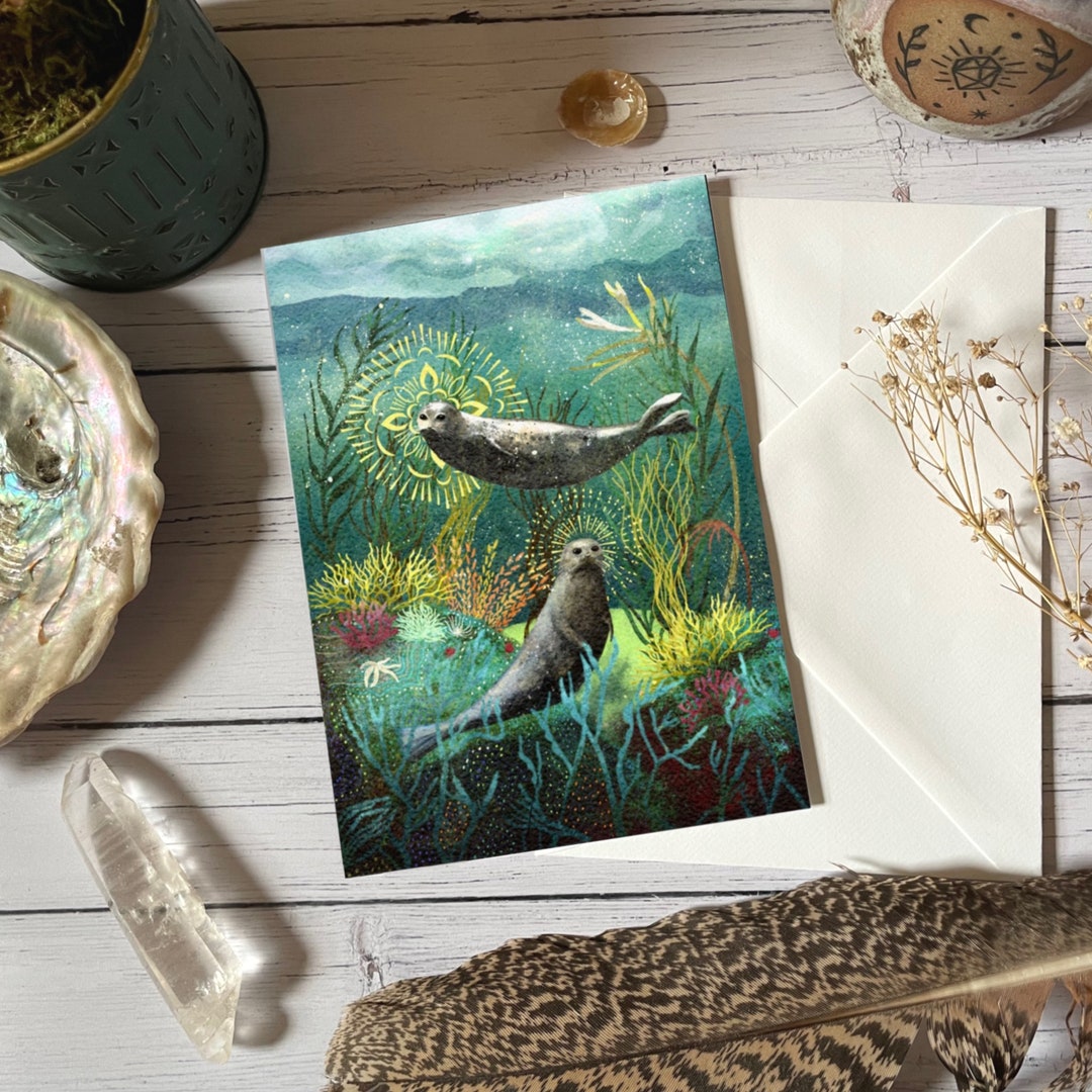 Seal Greeting Card, Seal Art, Ocean Card - Etsy