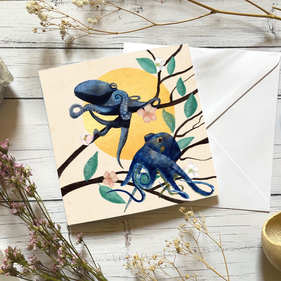 Octopus Greeting Card, Blank Card - Etsy