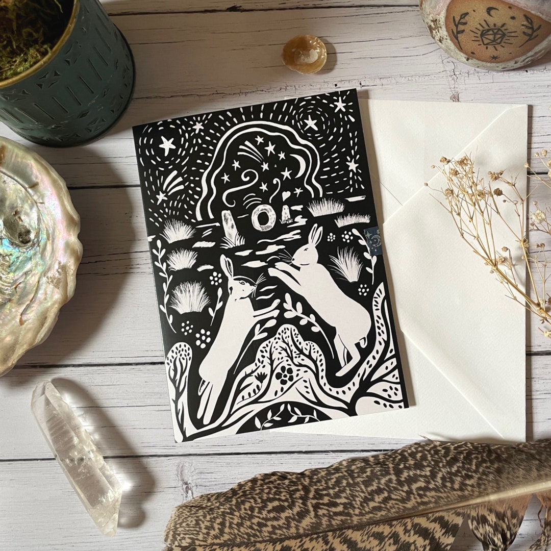 Hare Greeting Card, Men an Tol, Greeting Card - Etsy