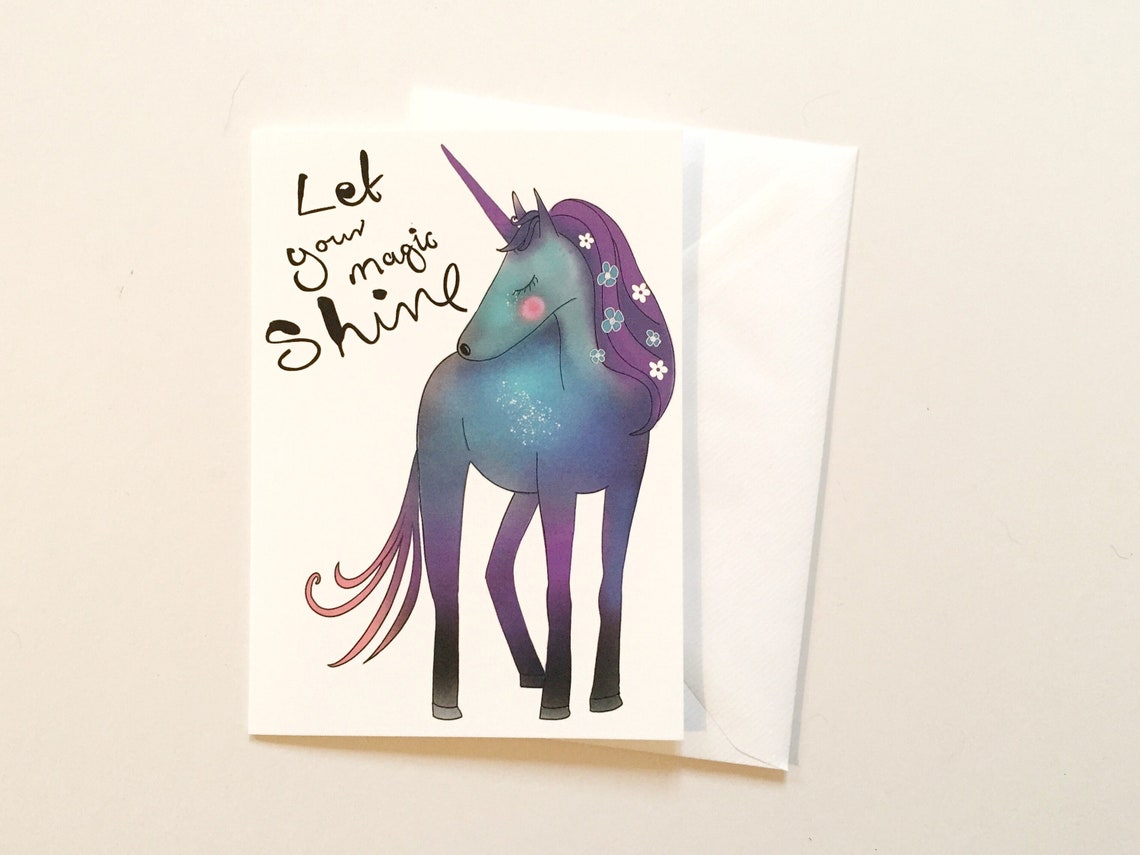 Unicorn Card Encouragement Card Congratulations Card | Etsy
