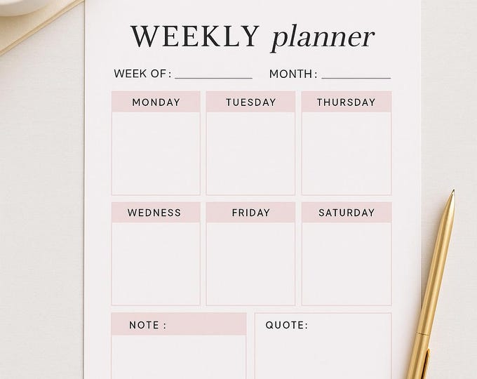 Weekly Planner, Date Planner, Printable Planner, Planner in PDF ...