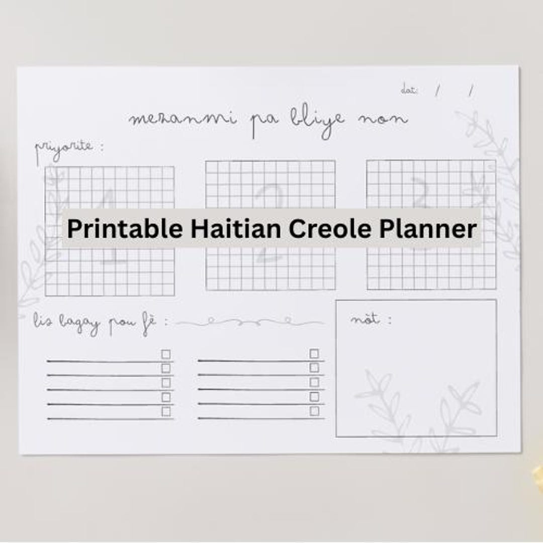 Haitian Creole Daily Notepad | Printable To-do List & Priorities ...