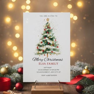 Christmas Tree Card Template | Editable Holiday Card (digital Download ...