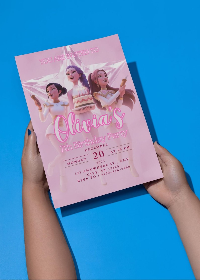 Kpop Birthday Party Invitation | Anime Theme, Editable Canva Template ...