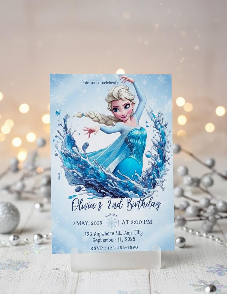 Elsa Frozen Birthday Invitation | Winter Wonderland Party (digital ...
