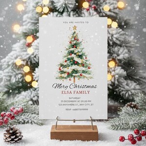 Christmas Tree Card Template | Editable Holiday Card (digital Download ...