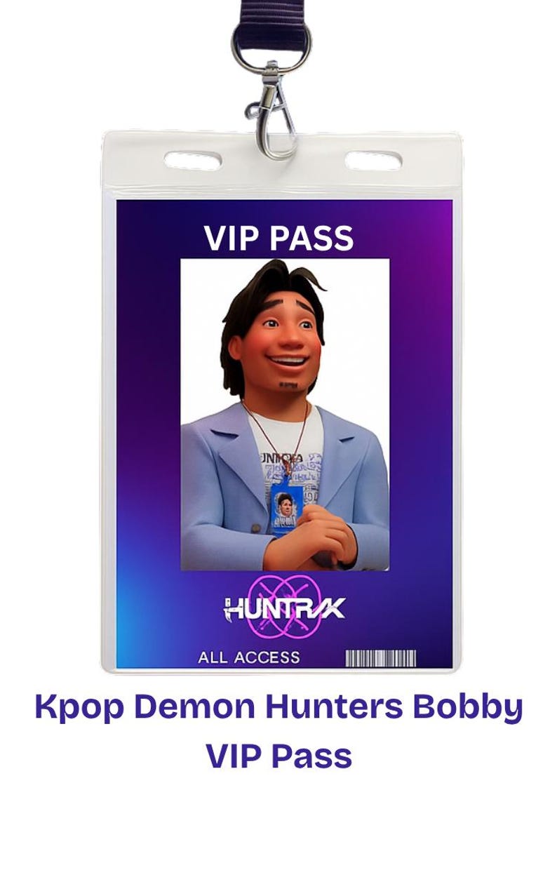 Kpop Demon Hunters Bobby VIP Pass Printable | Bobby Lanyard Badge for ...