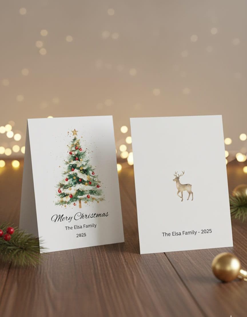 Christmas Tree Card Template | Editable Holiday Card (digital Download ...