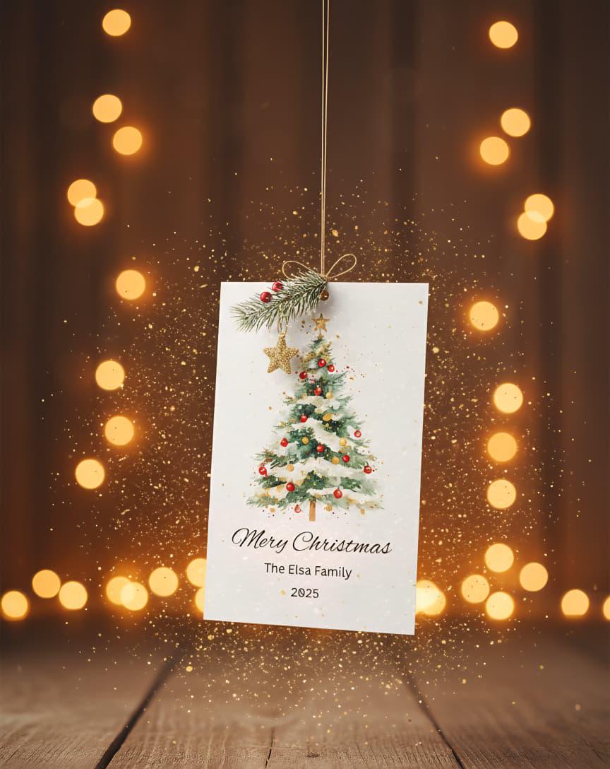 Christmas Tree Card Template | Editable Holiday Card (digital Download ...
