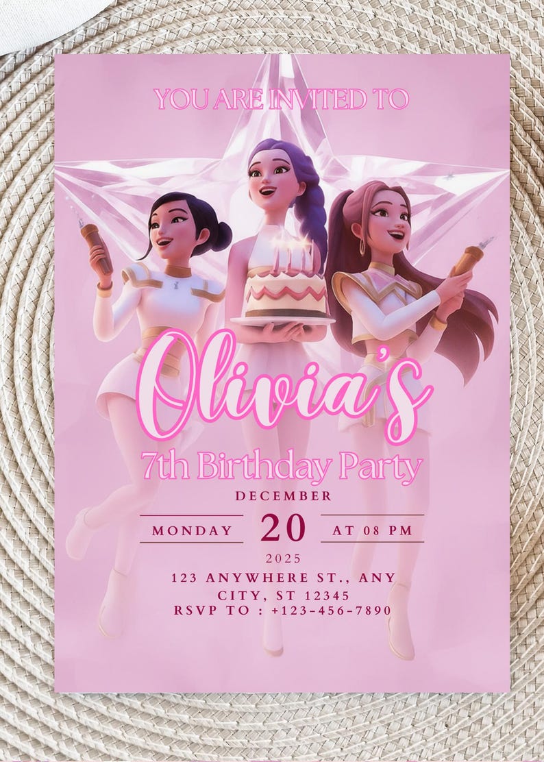 Kpop Birthday Party Invitation | Anime Theme, Editable Canva Template ...