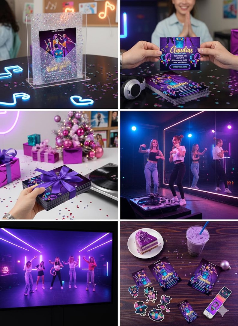 Kpop Birthday Invitation | Anime Party, Purple Theme (digital Download ...