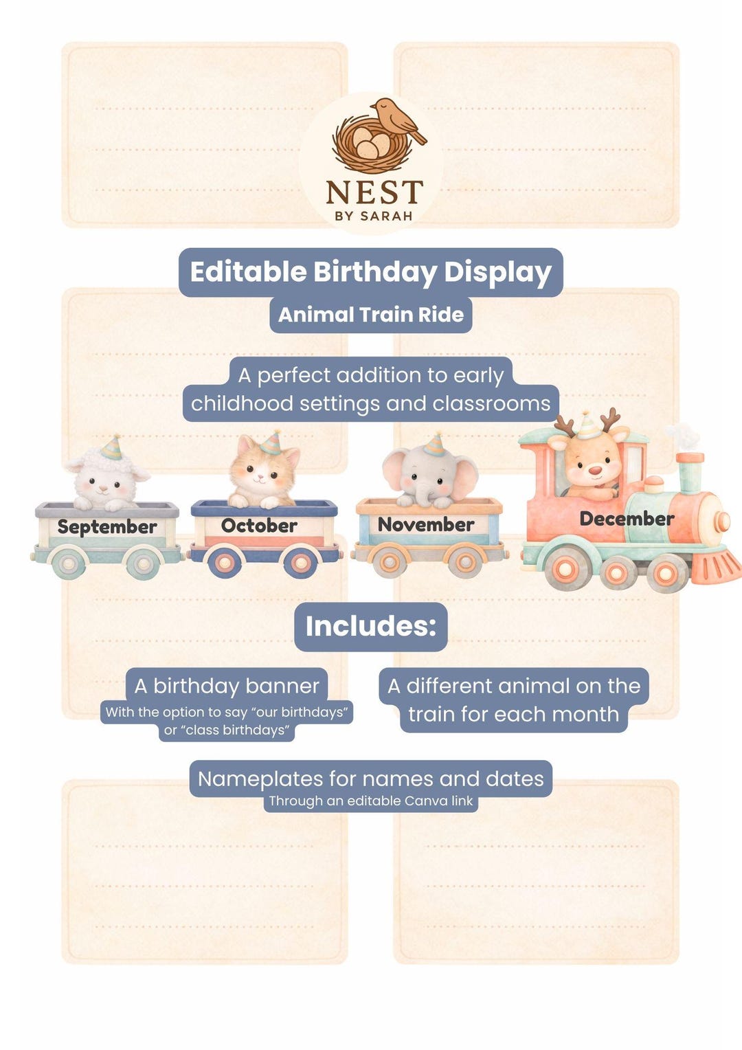Birthday Train Display | Neutral Animal Themed Classroom Decor ...
