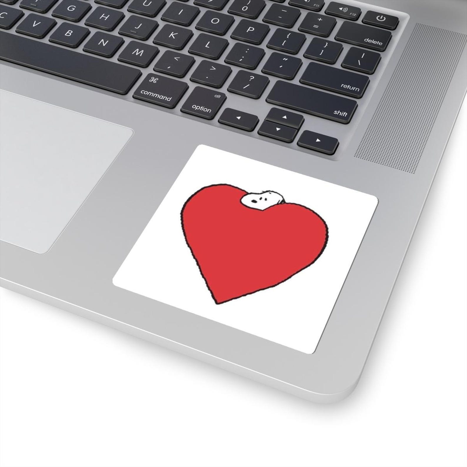 Red Heart With Snoopy Peeking Sticker | Kiss-cut Stickers - Etsy