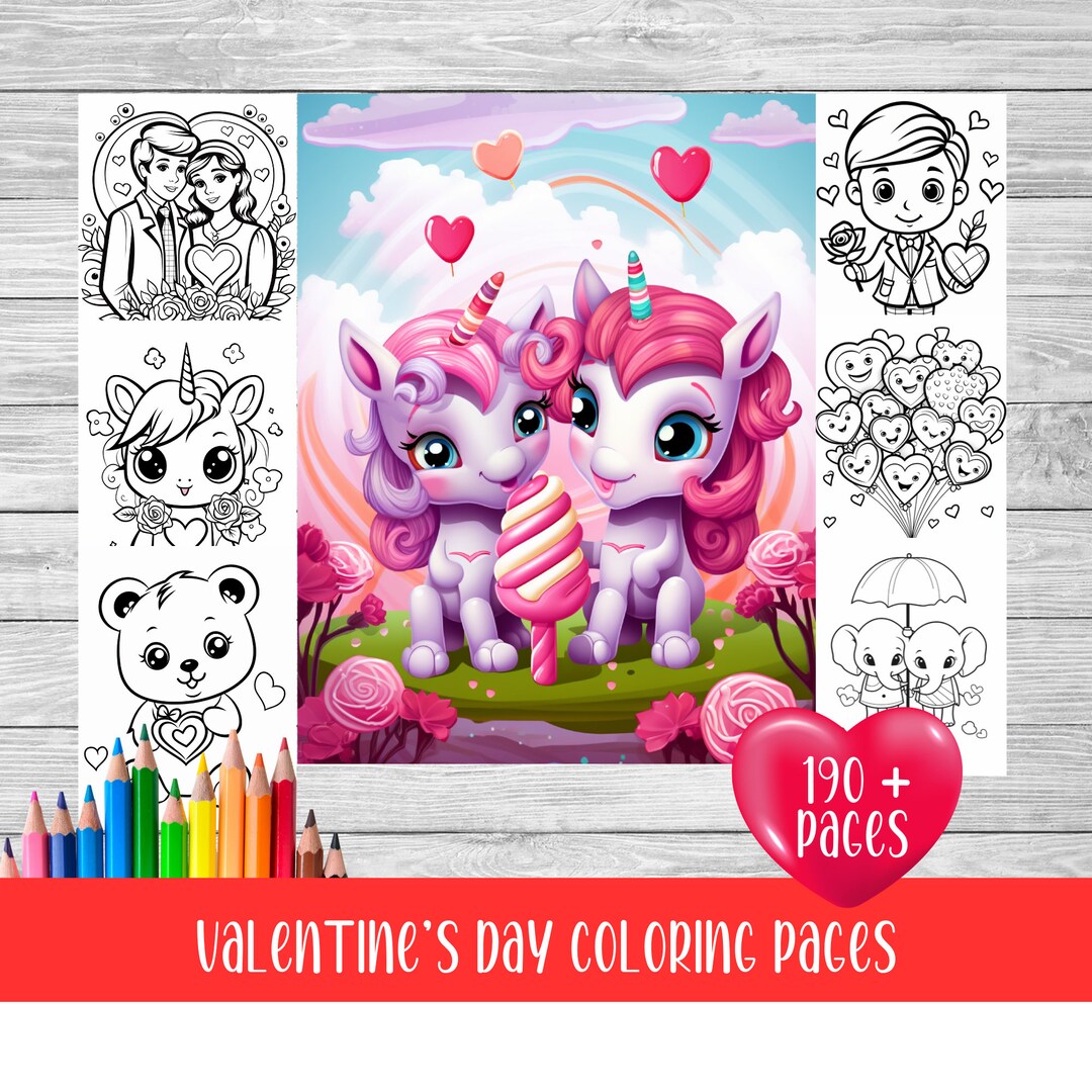 Valentine's Day Coloring Pages Mega Pack 190 Coloring Pages for Kids ...