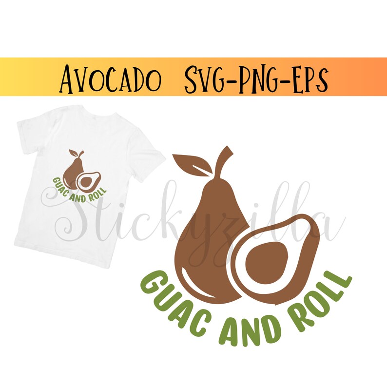 Guac and Roll food, Vegetables Themed Image SVG EPS PNG Instant ...