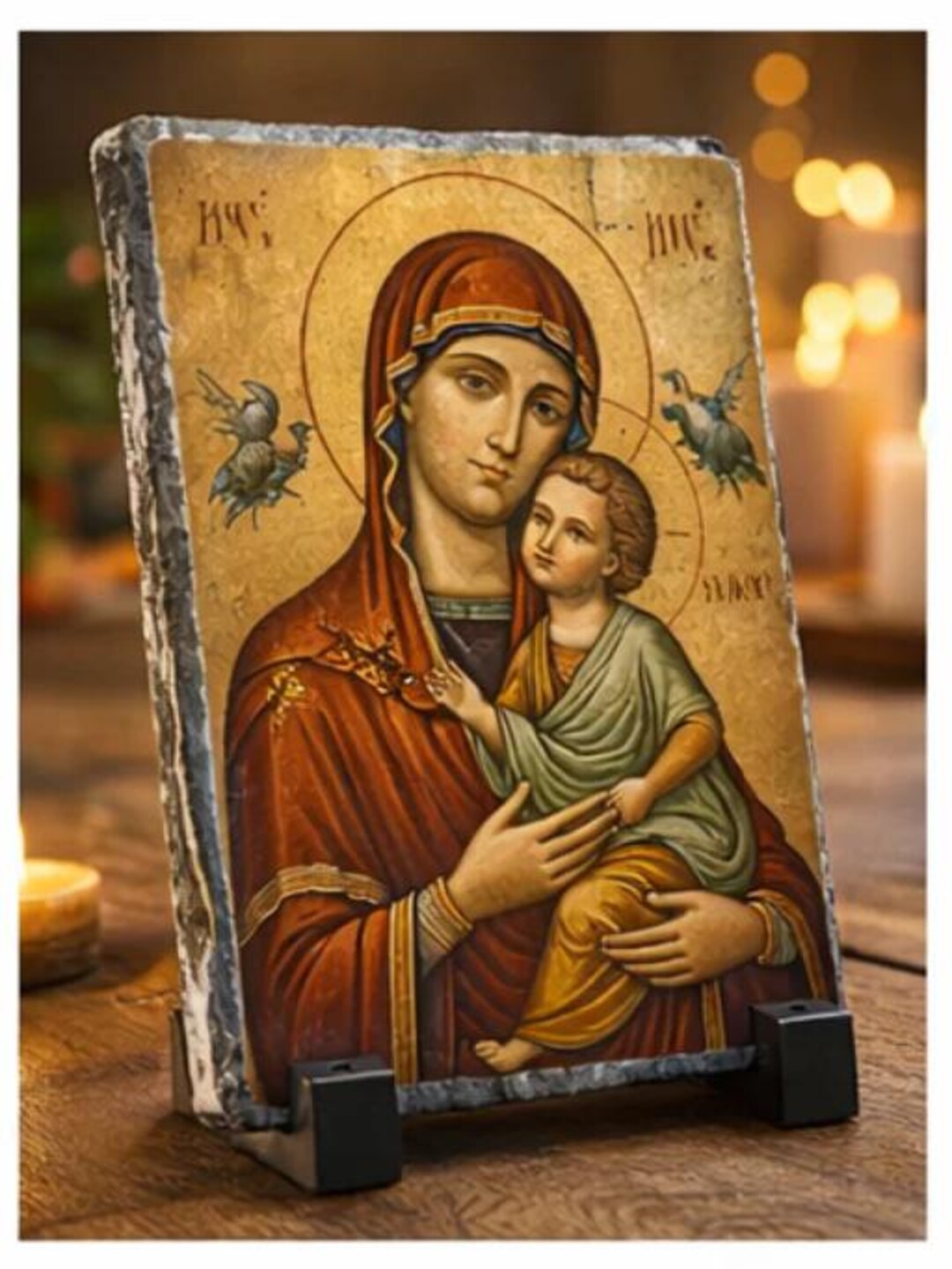 Virgin Mary & Child Slate Icon - Orthodox Christian Faith Gift - Etsy